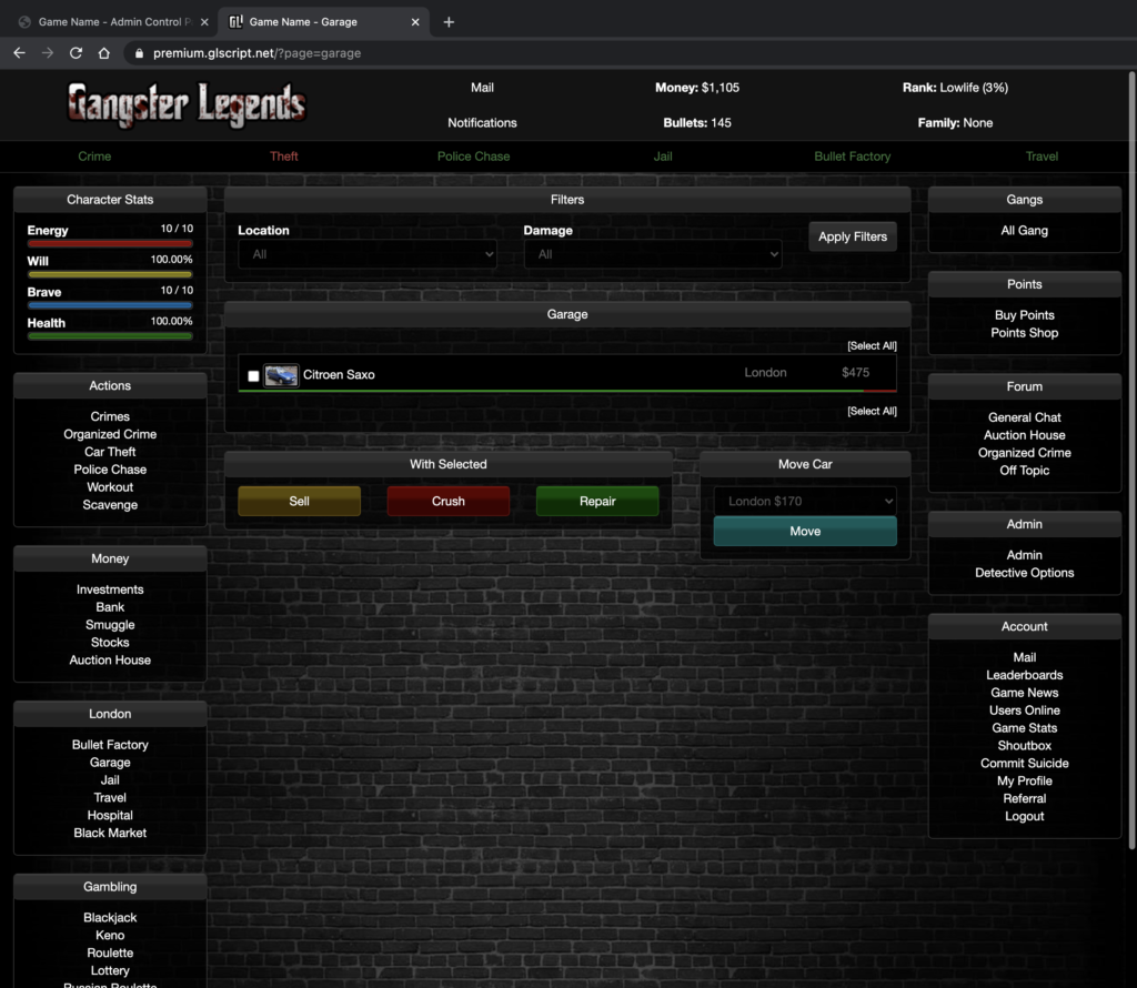 Improved Garage - Gangster Legends V2