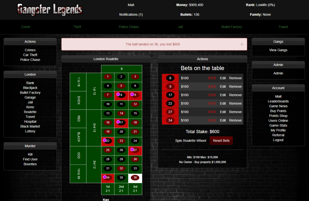 Roulette - Gangster Legends V2