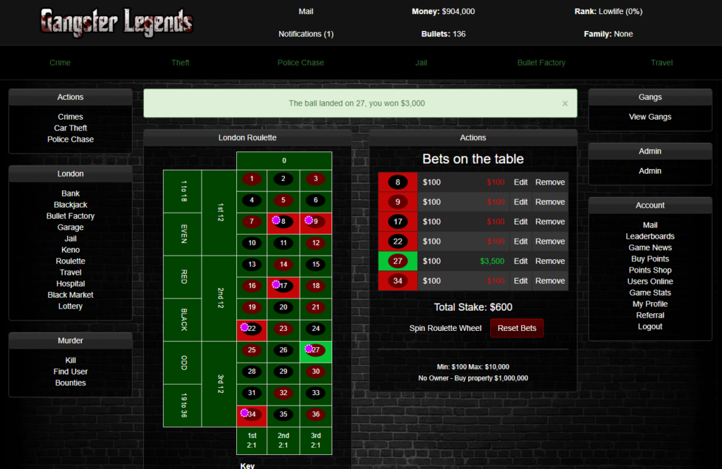 Roulette - Gangster Legends V2