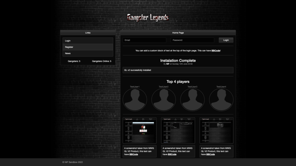 Landing Page - Gangster Legends V2